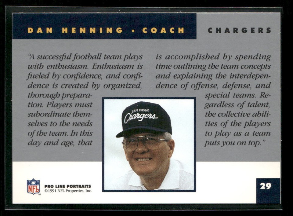 Dan Henning 1991 Pro Line Portraits #29 | eBay