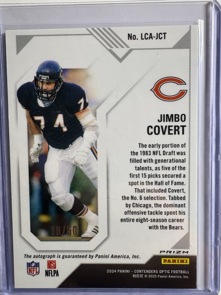 2024 PANINI CONTENDERS OPTIC LEGENDARY JIMBO COVERT AUTO /50 BEARS #LCA ...