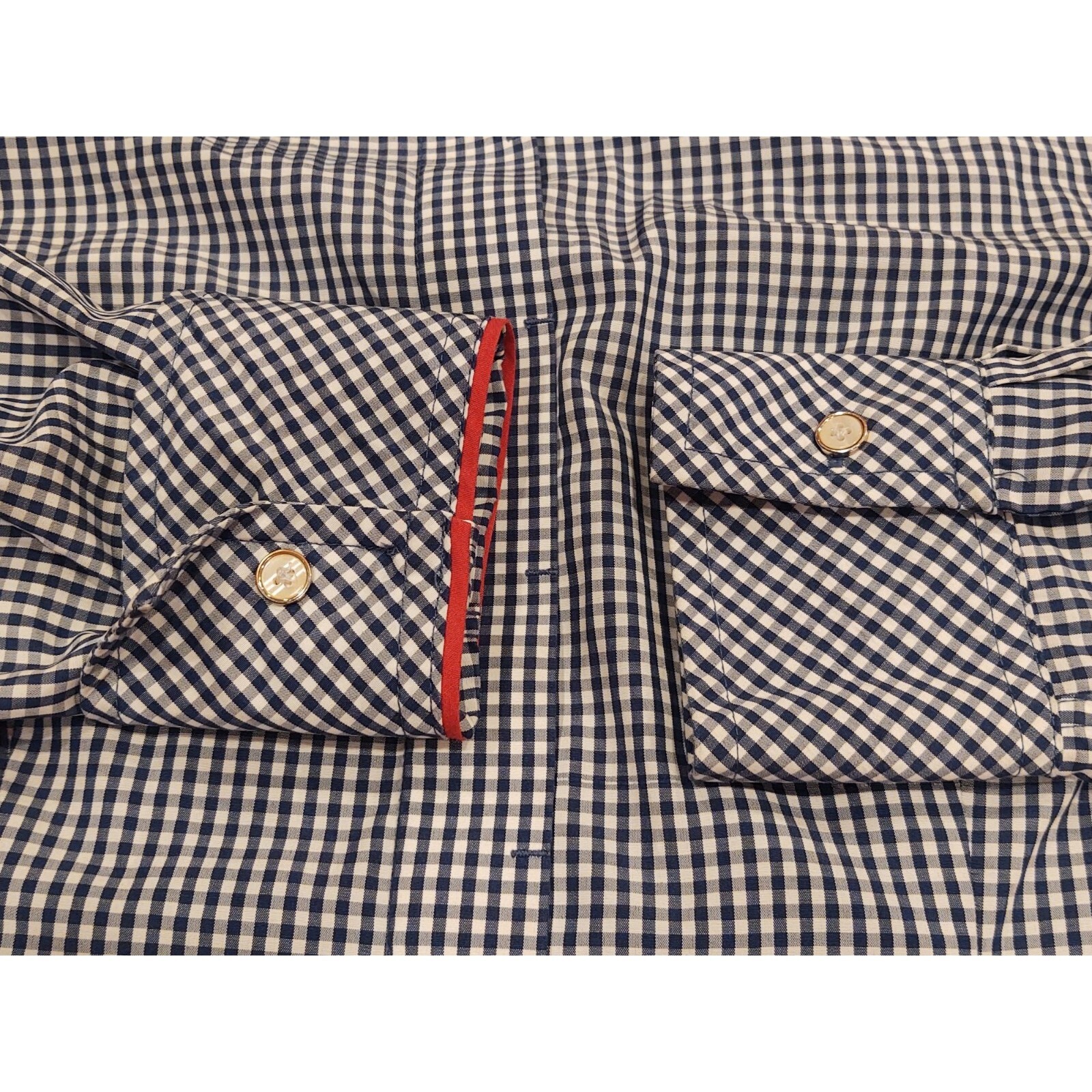 Chick Fil A Team Style Uniform Shirt Womens L Blue Checks Gingham Long ...