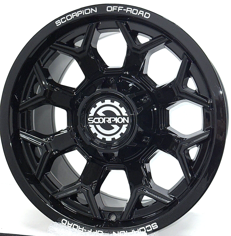 17” Gloss Black Milled Scorpion Defender Wheels fits Ford F150 Raptor ...