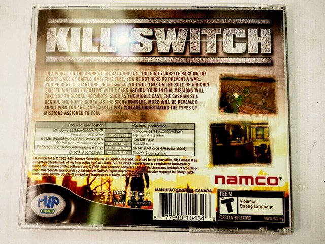 Kill Switch PC Namco 2 discs Shooter Take Cover Take Aim Take Over for ...