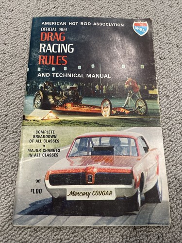 1969 Official Drag Racing Rules AHRA NHRA ORIGINAL & TECHNICAL MANUAL ...