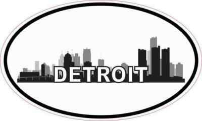 5x3 Oval Detroit Skyline Sticker Tumbler Cup Luggage Car Window Bumper ...