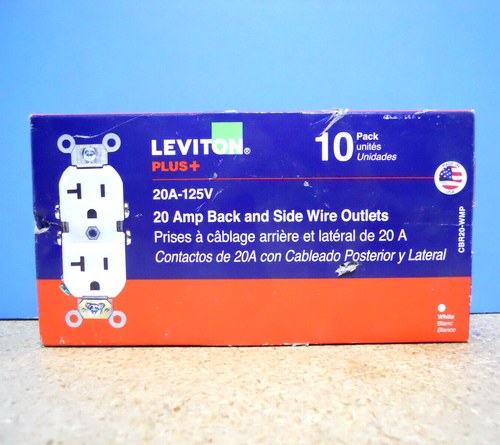 Leviton CBR20-WMP 20A 125 V Duplex Outlet White - 10 Pack for sale ...