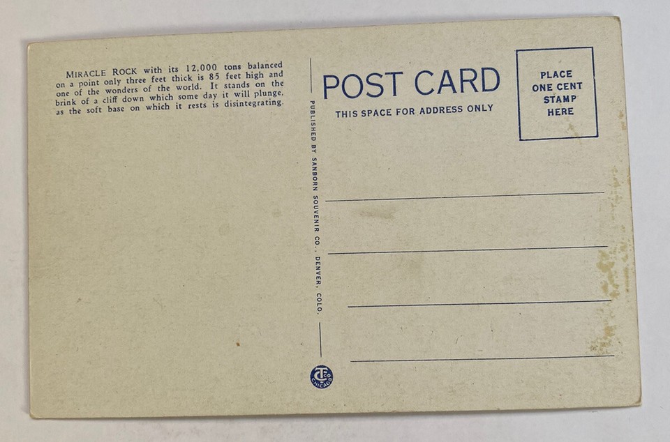 Vintage Postcard ~ Miracle Rock Balanced Rock Formation ~Grand Junction Colorado | eBay