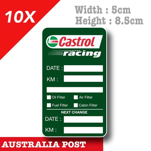 CASTROL Racing Oil Change Service Reminder x10 Stickers , Sticker | eBay