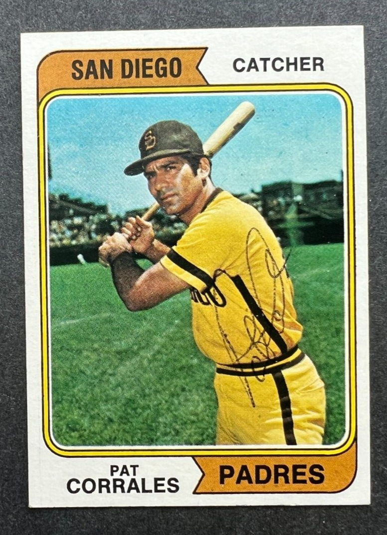 PAT CORRALES ~ 1974 Topps #498 ~ Autographed/Signed ~ San Diego Padres ...