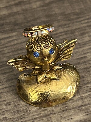 Tortolani Blue Eyes Angel On My Shoulder RHINESTONES BROOCH PIN ...