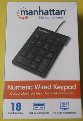 Manhattan External USB Wired Numeric Keypad Full Sized Keys Brand New ...