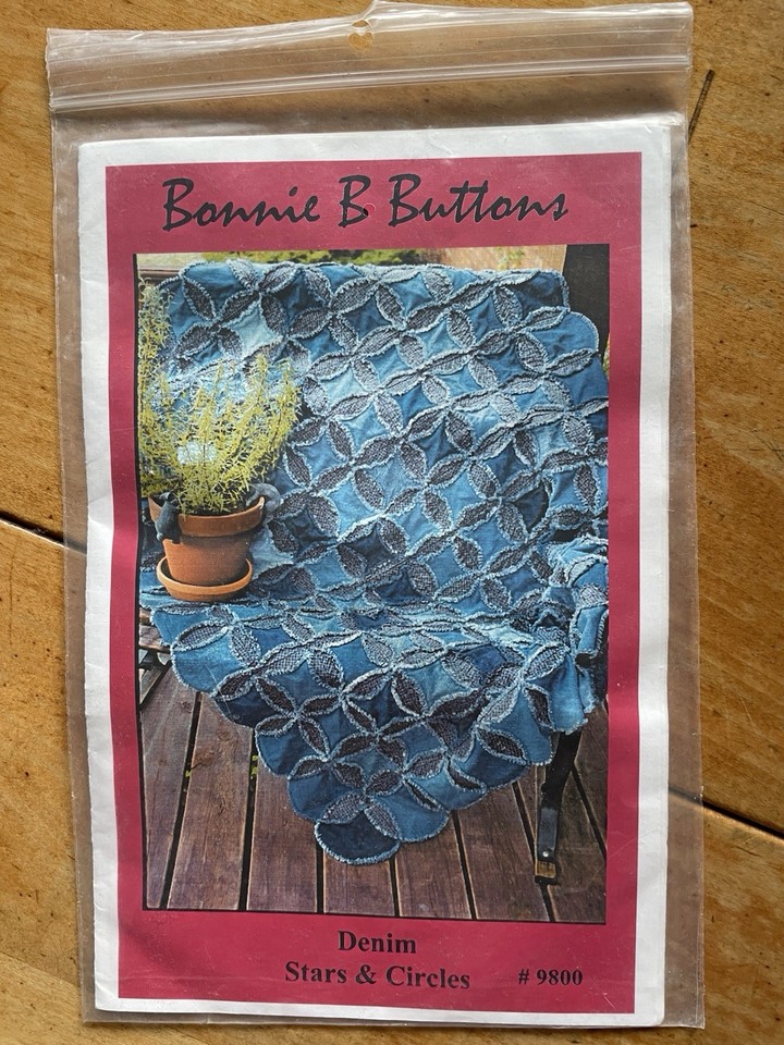 RARE BLUE JEAN RAG QUILT LOT Bonnie B Buttons Pattern PLUS Precut ...