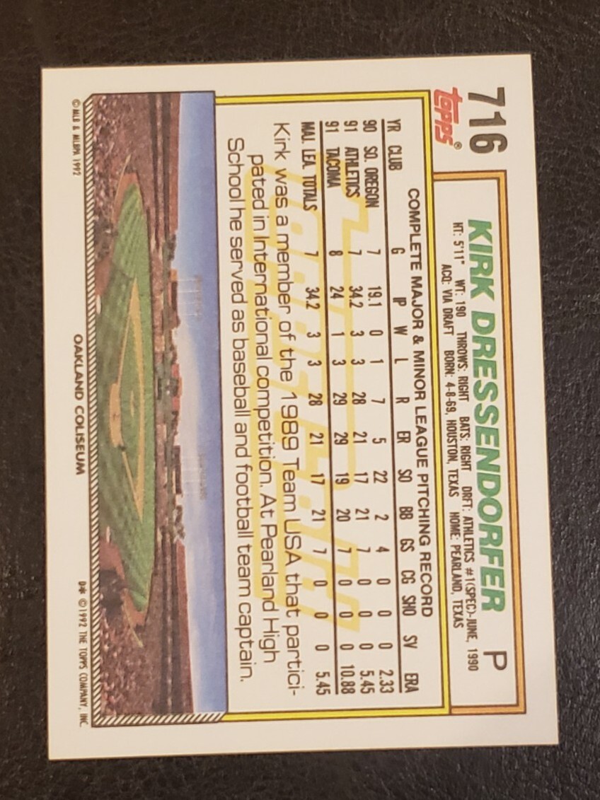 1992 Topps - Gold #716 Kirk Dressendorfer for sale online | eBay