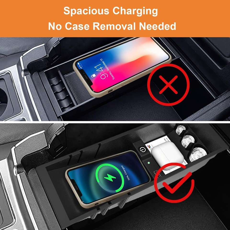 Wannabe Wireless Charger for Ford F150 Accessories 2009-2024, New Black ...