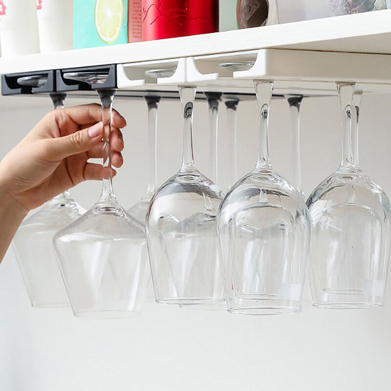 Bar Wine Glass Rack Non Drilled Cup Holder Kitchen Dining Room Upside ...