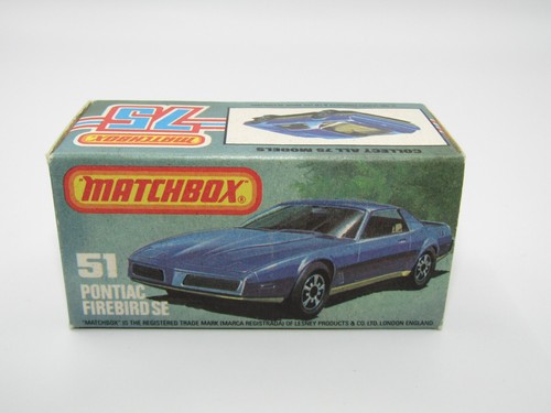Matchbox Superfast No 51 Pontiac Firebird SE Original Empty Box without ...