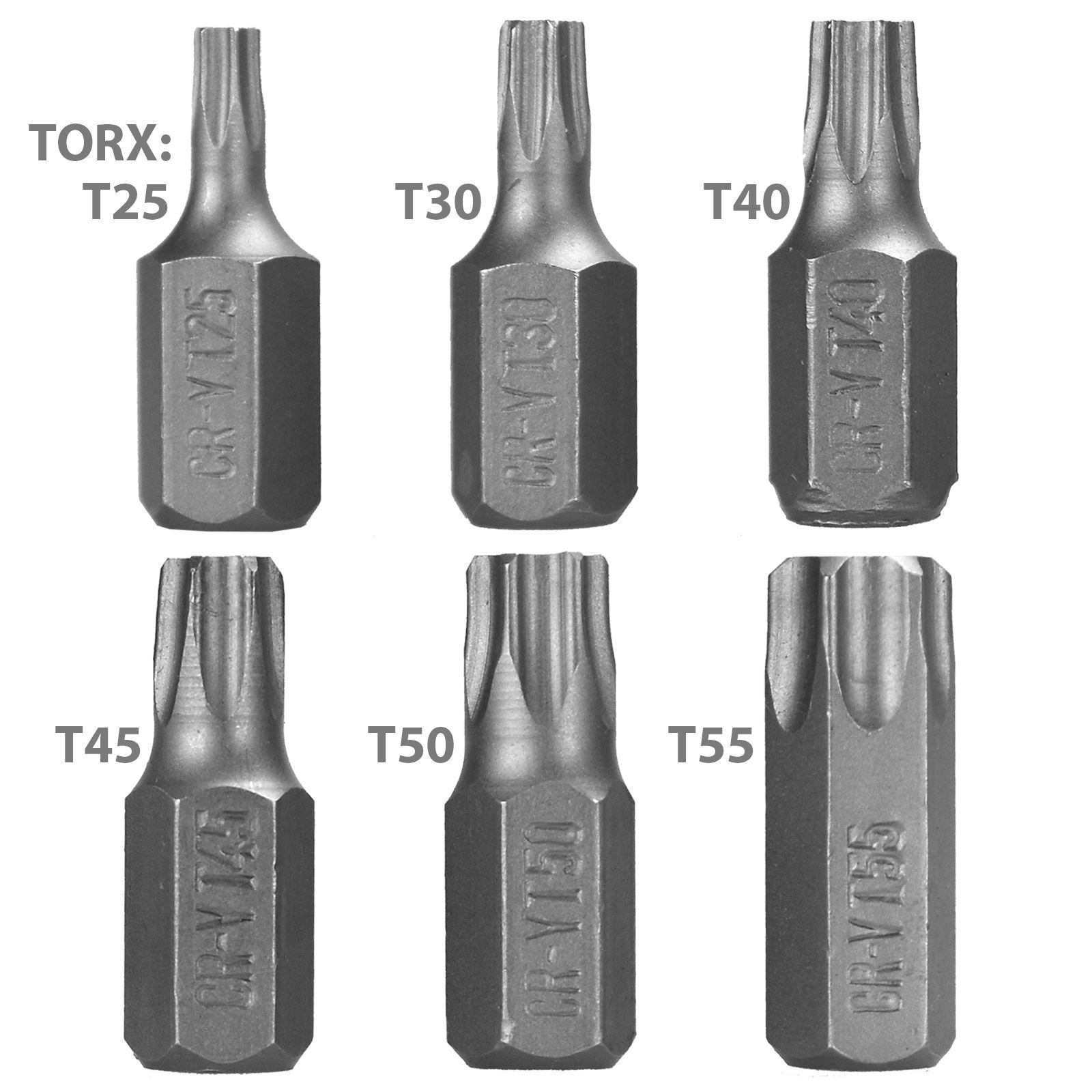2 x7pcs TORX POWER BIT SET ½” DRIVE MALE SOCKET STAR TORQUE T25 T30 T40 ...