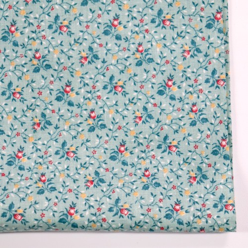 Vintage Cotton Fabric Calico Quilting Tiny Tulips Floral Green BTHY ...