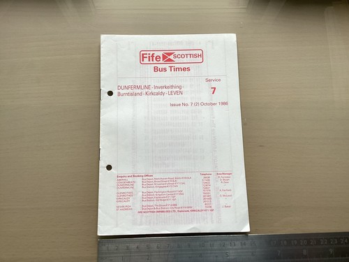 Fife Scottish Bus Group Route 7 Timetable October 1986 Dunfermline ...