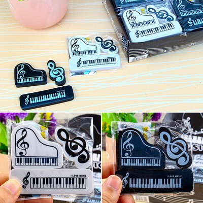 3pcs Musical Piano Note Rubber Pencil Eraser School Student Stationery ...