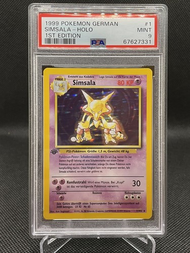 PSA 9 MINT GERMAN 1st Edition ALAKAZAM 1/102 - SIMSALA - Base Set 1999 ...