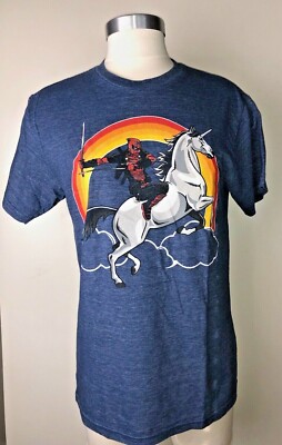 MARVEL Comics DEADPOOL Punk Emo RAINBOW UNICORN Super Hero T-SHIRT Sz S ...