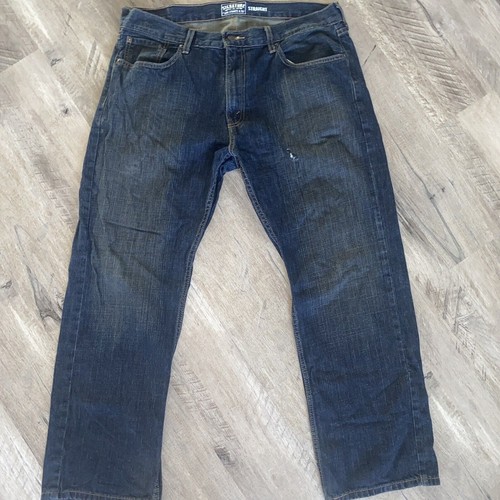 Levi Strauss Mens Signature Straight Jeans Blue 5 Pocket Denim Logo ...