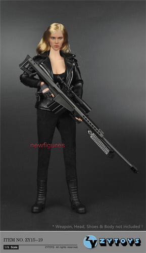 1/6 Female Clothes Leather Jacket Pants Vest Terminator TX Costume ...
