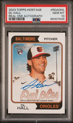 2023 Topps Heritage Real One Auto DL Hall #ROADHL PSA 10 POP 1 Brewers ...