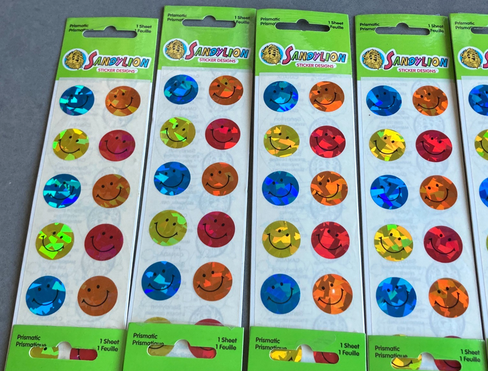 1990's Vintage SANDYLION Smiley Face STICKER SHEETS lot of 15 unopened ...
