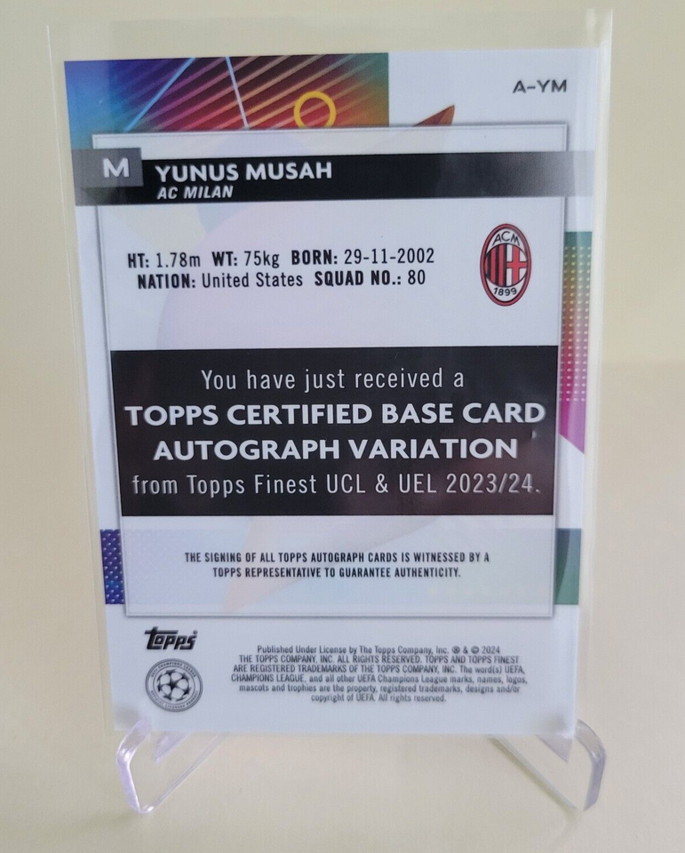 2023-24 TOPPS FINEST UEFA YUNUS MUSAH GREEN WAVE AUTO #A-YM Ser #88/99 ...