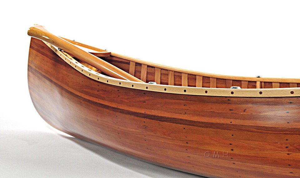 Wooden Canoe With Ribs Matte Finish- 6'L with paddle | eBay