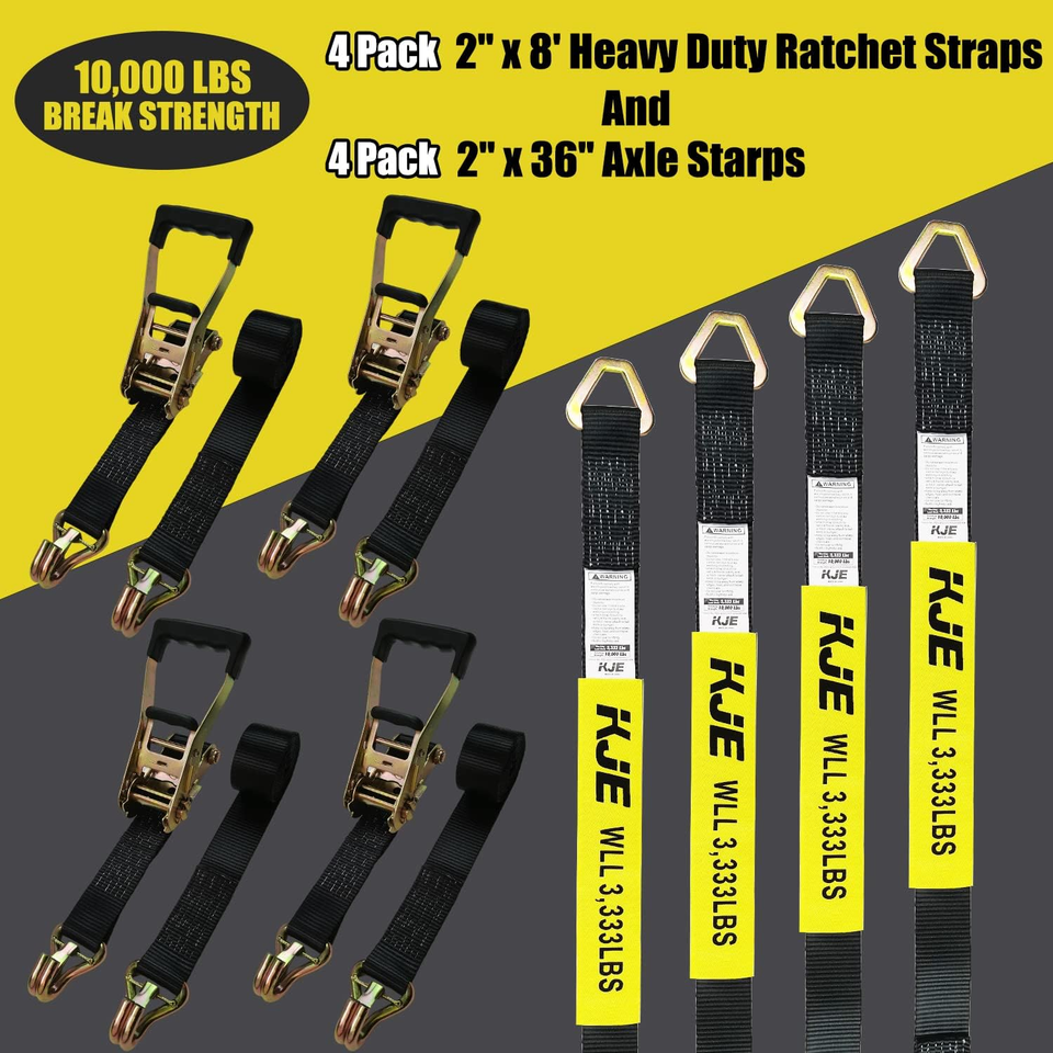 Heavy Duty 4 Pack Car Trailer Tie Down Straps - 10,000Lbs Strength | eBay