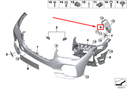NEW BMW X5 G05 FRONT RIGHT BUMPER GUIDE 7421850 51117421850 ORIGINAL NO ...
