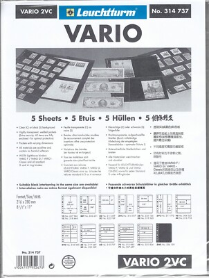 VARIO Stock Sheets 2VC Vert. Pockets 3-1/2" x 10-3/4" Pkg 5 FREE US ...