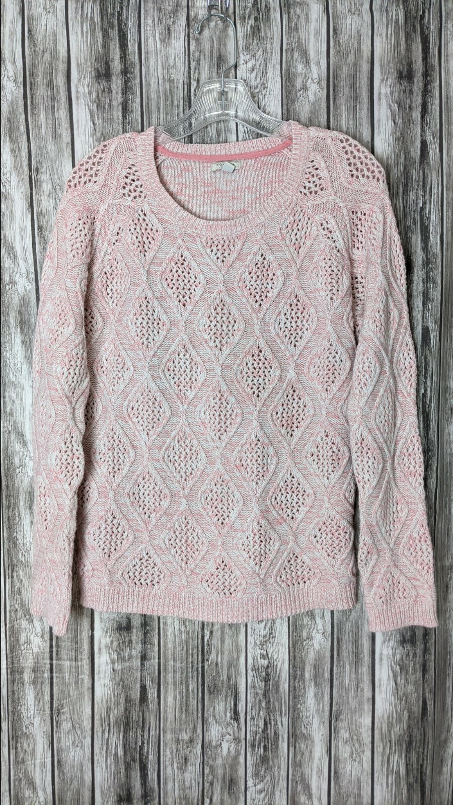 Women's Pink Sonoma Diamond Pattern Sweater Size L RN#73277 | eBay