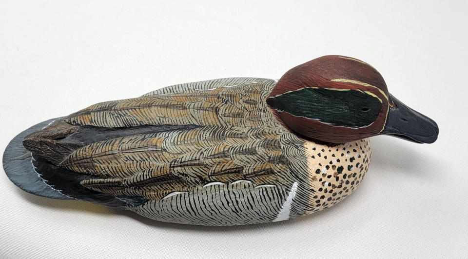 Green Winged Teal Drake Duck Decoy Hand Carved Mike Gleason Perry Hall MD 2003 | eBay