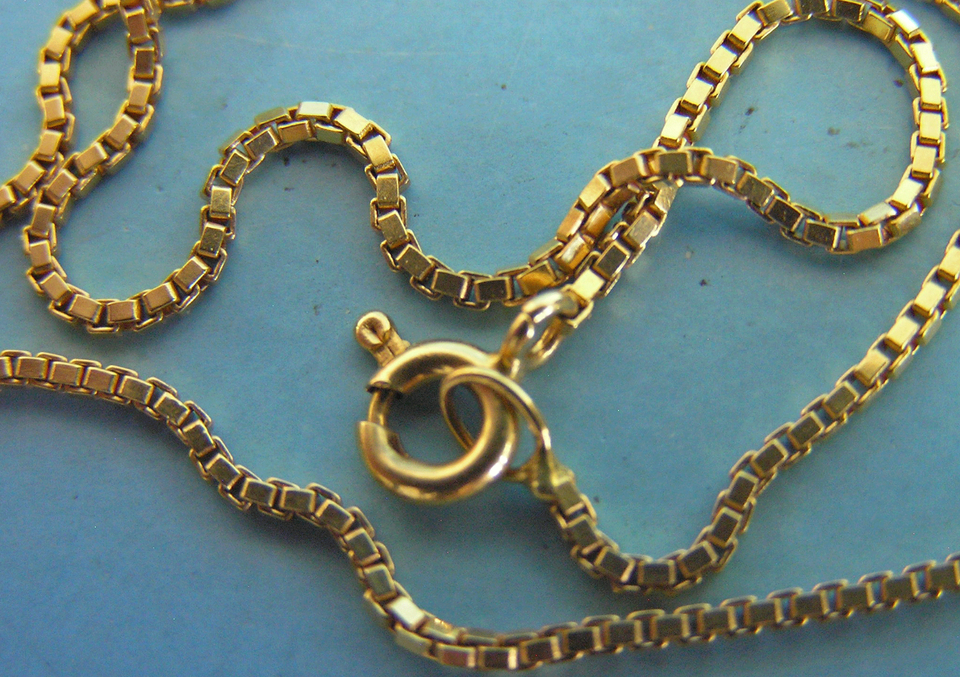 Vintage 18k Yellow Gold 1.08mm Box Chain Anklet Bracelet 10" & 2.6 ...