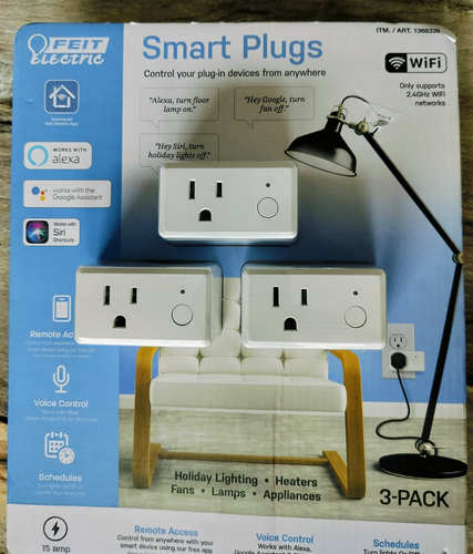 NEW Feit Electric WiFi Smart Plugs 3-pack Works with Siri Alexa Google ...