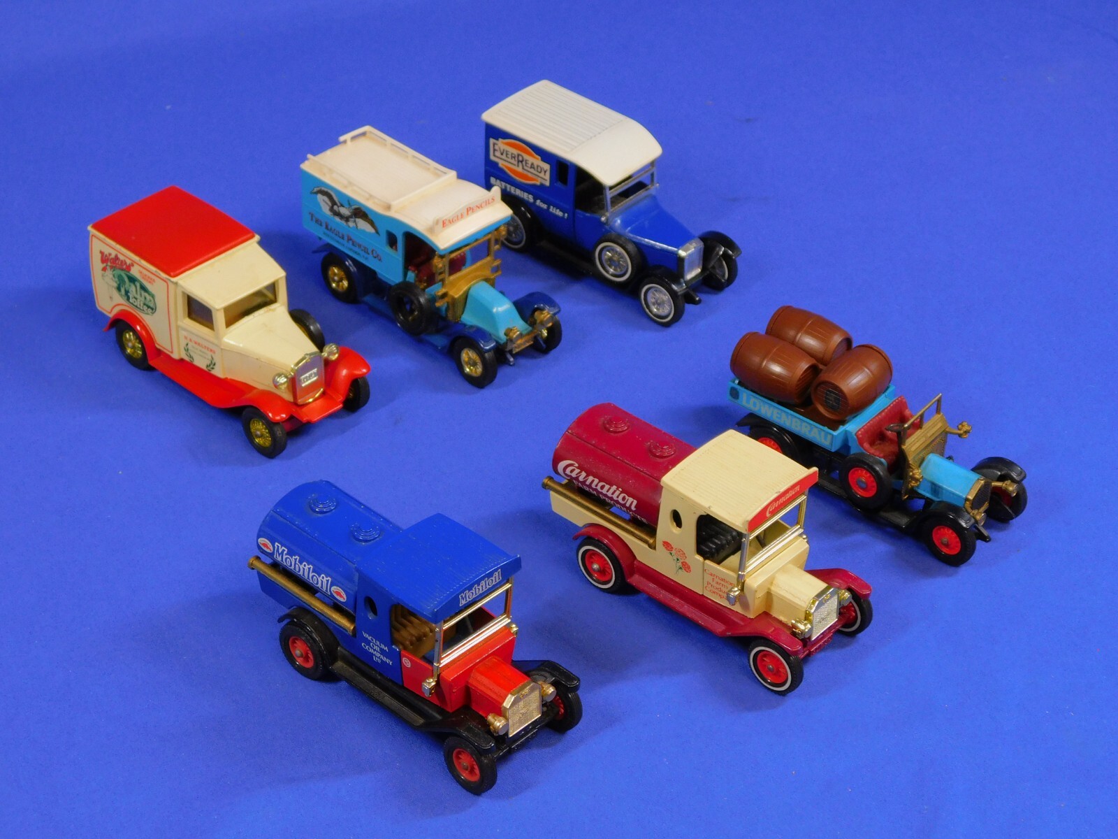MATCHBOX MODELS OF YESTERYEAR LOT OF 6 MOBIL OIL, LOWENBRAU, CARNATION ...