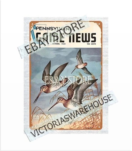 1959 Snipe bird Pennsylvania hunting wildlife sportsman tin sign dorm ...