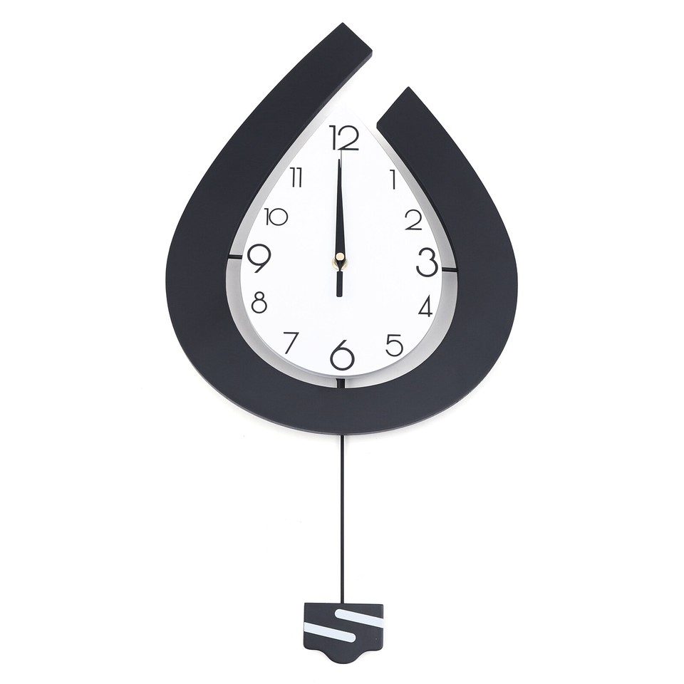 Stylish Silent Wall Clock with Pendulum – Unique Teardrop Design | eBay
