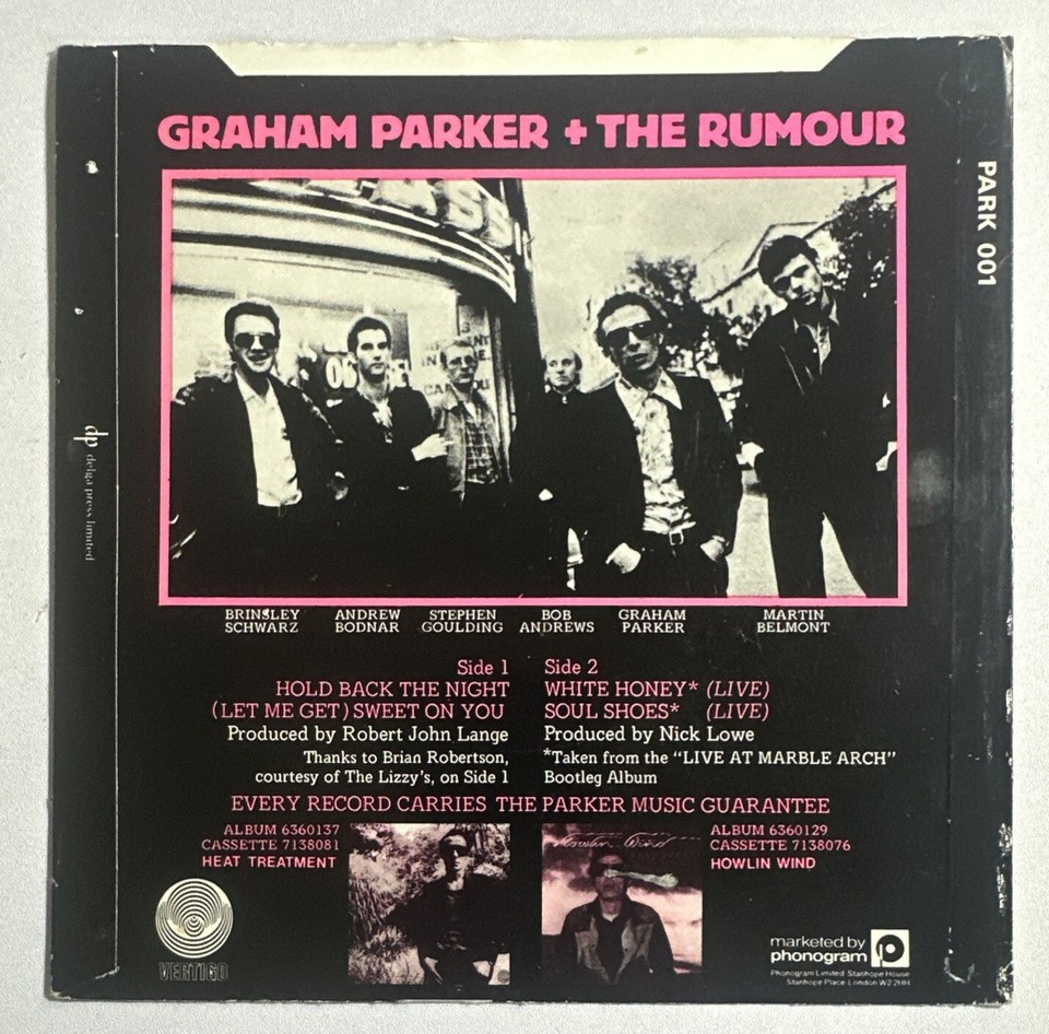 Graham Parker And The Rumour - The Pink Parker 7” Vinyl Record Rock EX ...