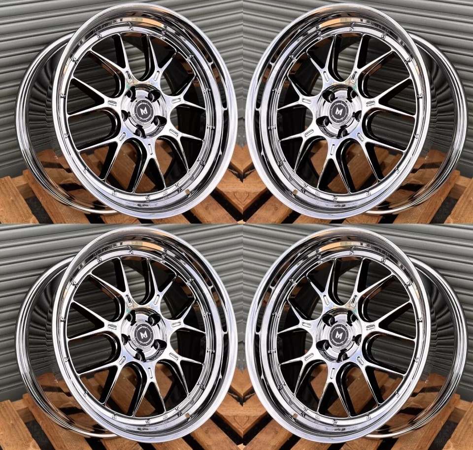 4 Pcs 18x9.5 +35 5x100 MFlow MFL2 PVD Chrome Wheels 18" Deep Lip Rims ...