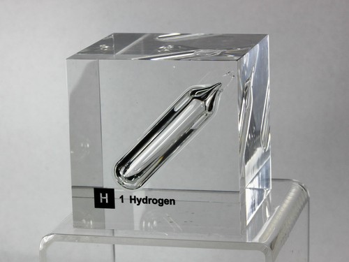 Hydrogen Gas in Acrylic Element cube 2" x 2" x 2" - Museum grade - 99. ...