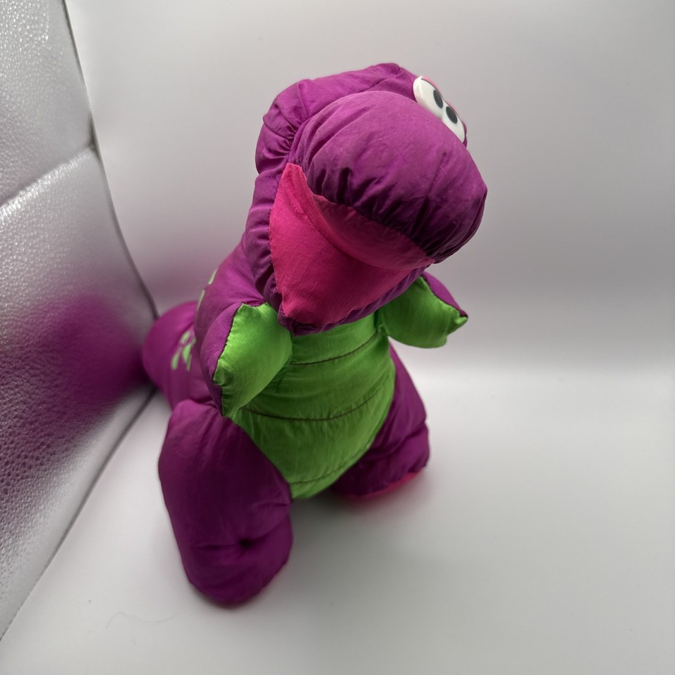 Fisher Price Barney the Purple Dinosaur Puffalump Toy Plush Squeaks ...