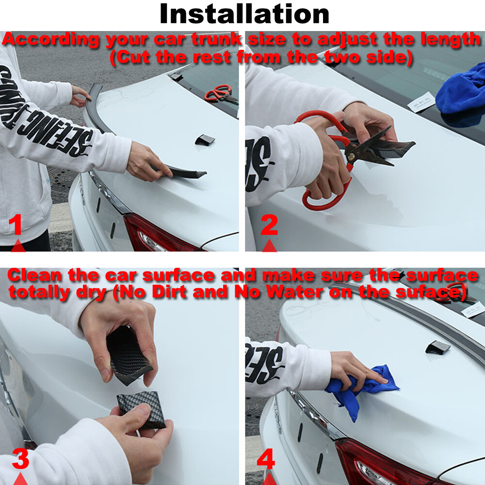 1.5m Car Rear Wing Lip Spoiler Carbon Fiber Tail Trunk Roof Trim ...