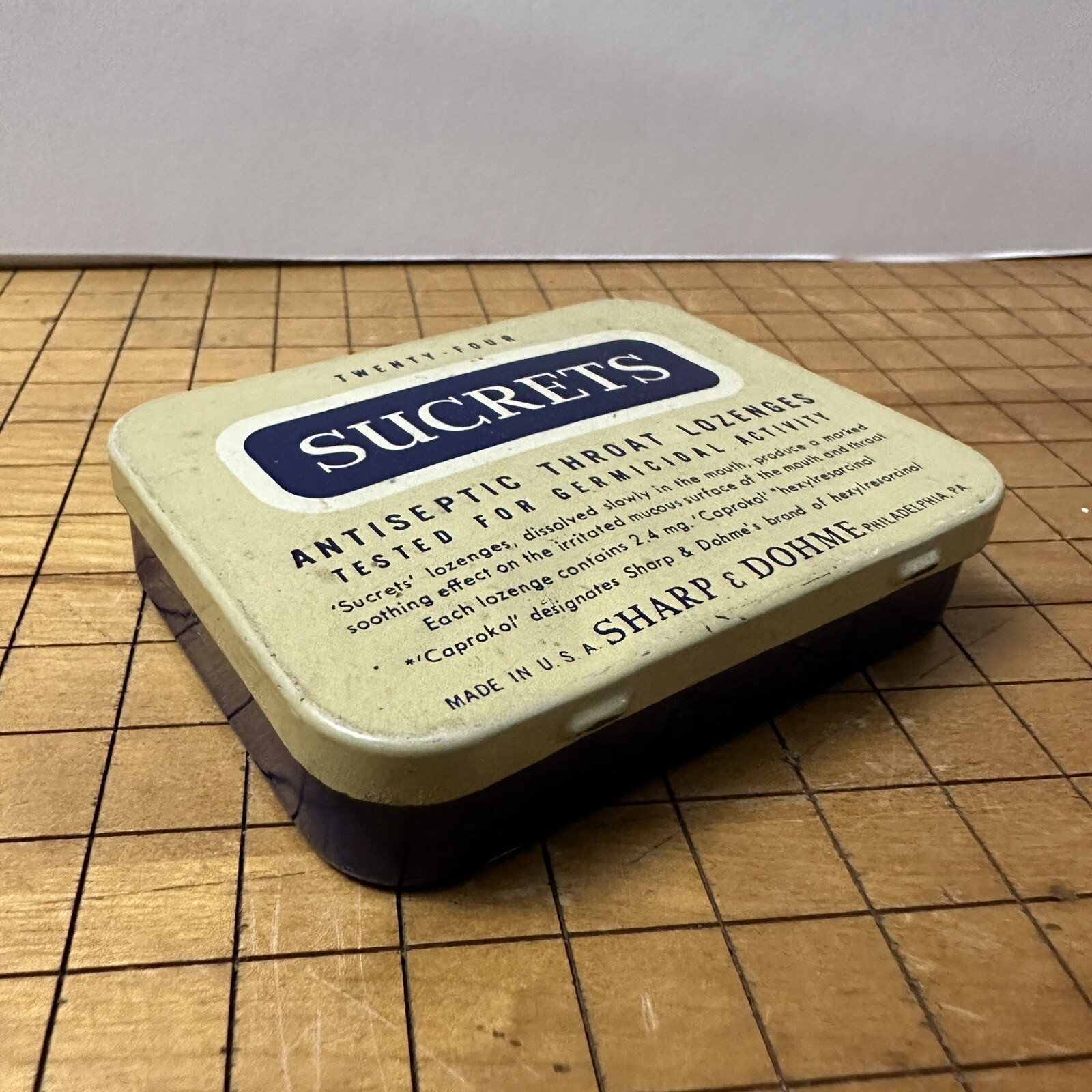 Vintage Sucrets Antiseptic Throat Lozenges Hinged Box Tin 24 Sharp ...