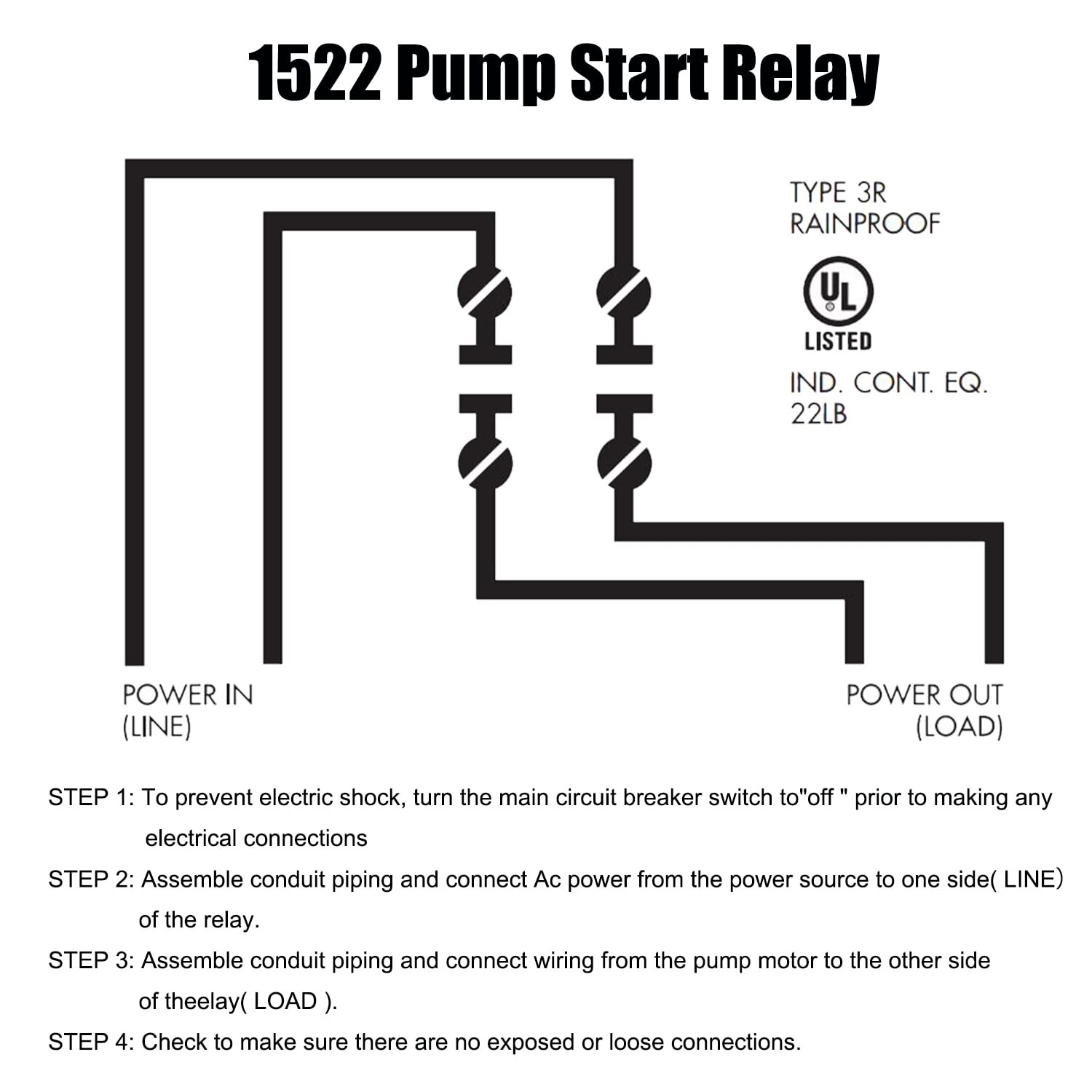 1522 Pump Start Relay for Irrigation with Housing 3 HP / 110V / 220V ...