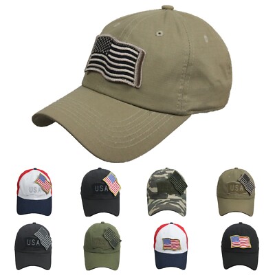 US Flag Patch Baseball Cap Military 100% Cotton USA Tactical Hiking GYM ...