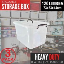 12 X 20l Stackable Plastic Storage Boxes With Lid - Storage Containers ...