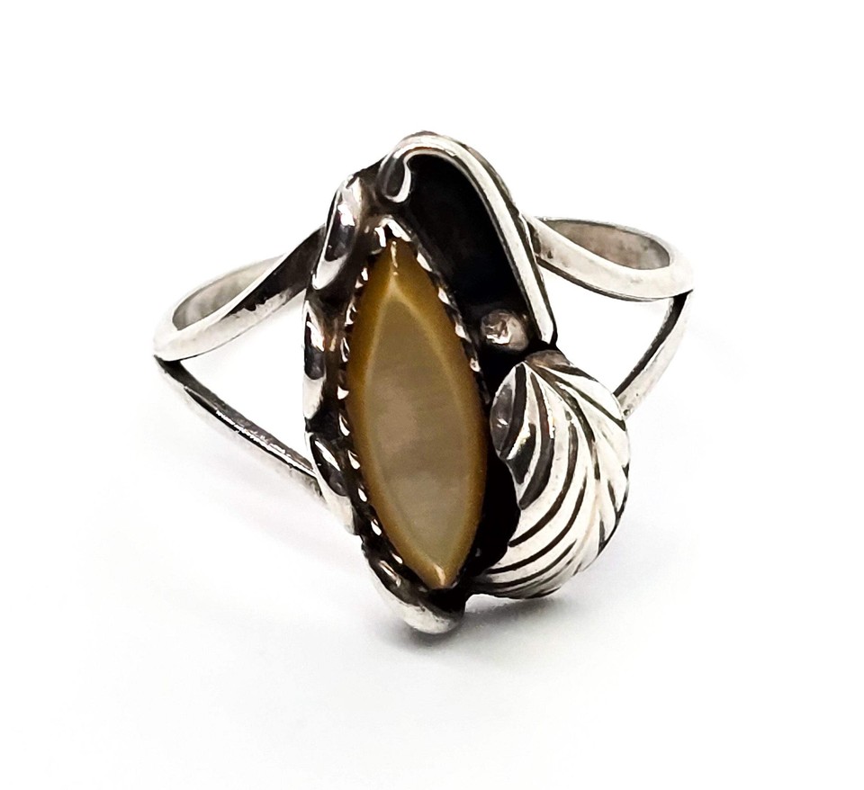 Navajo Yellow Mother of Pearl shell Native American vintage sterling ...